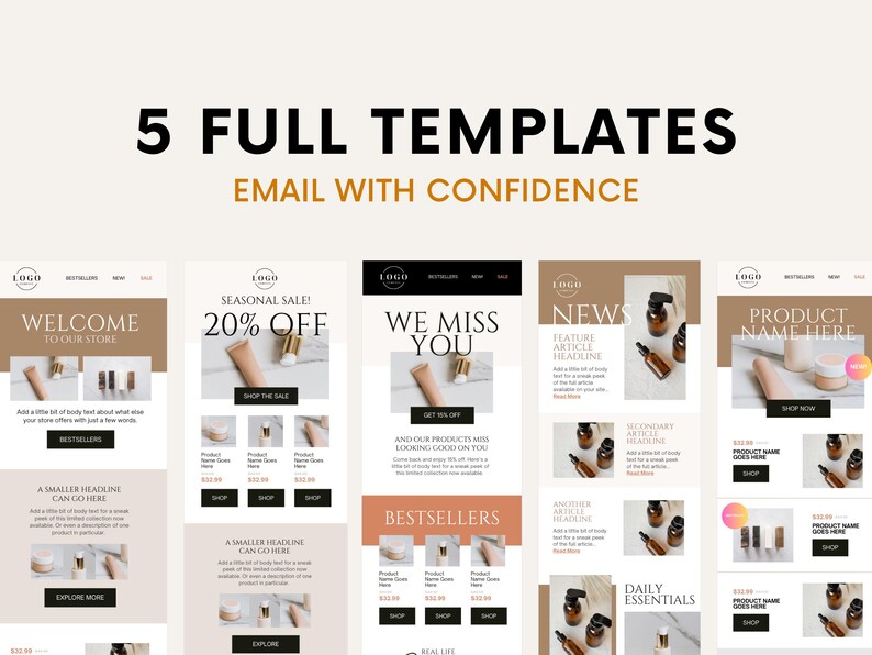 Professional Email Marketing Kit - Canva Template Set With 5 Full ...
