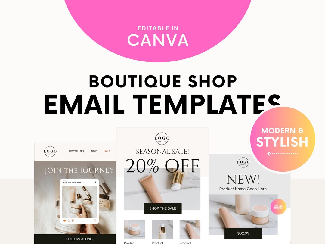Email Templates for Online Boutique Email Marketing - Canva Newsletter ...