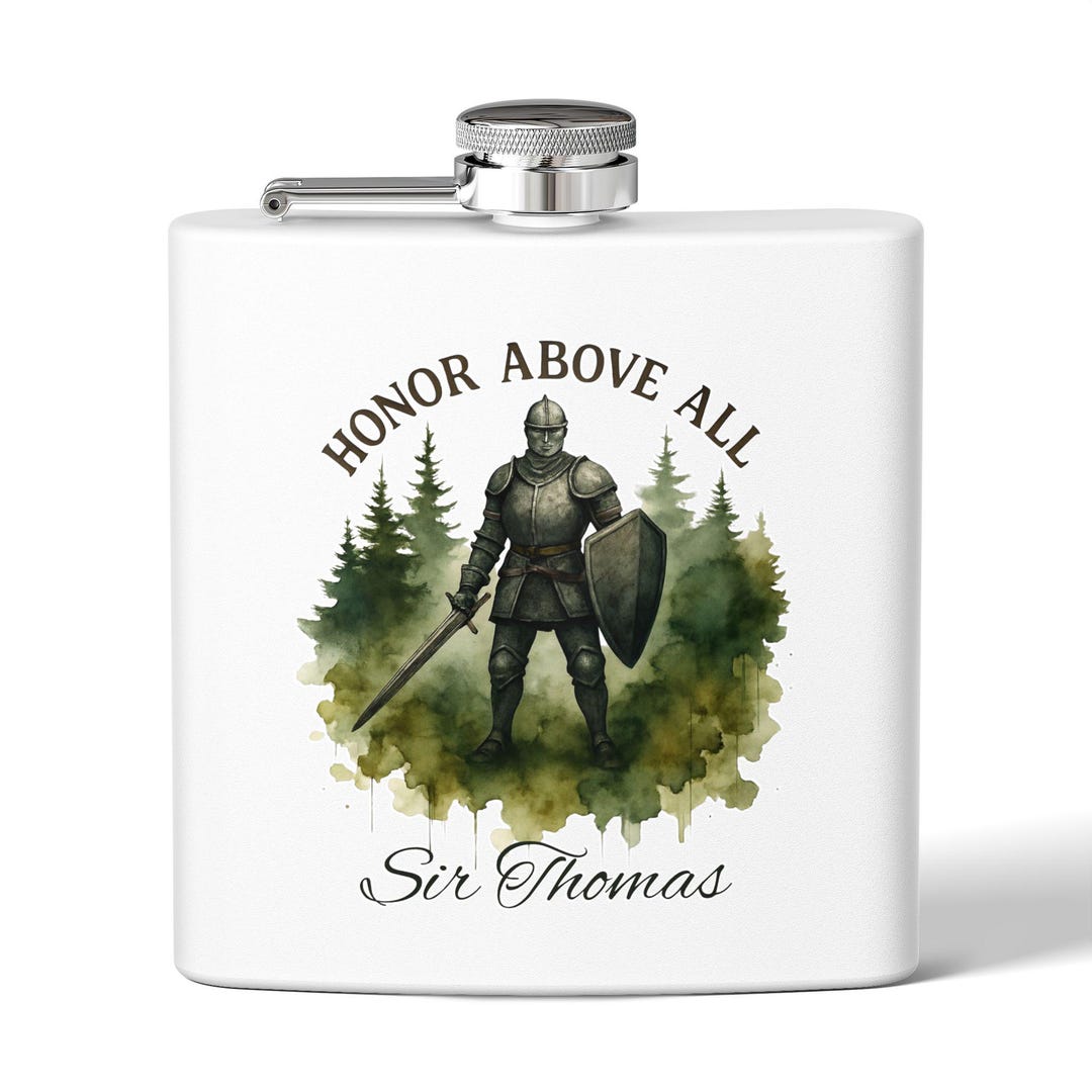 Medieval Knight Armor Stainless Steel Flask, 6oz - Honor Above All ...