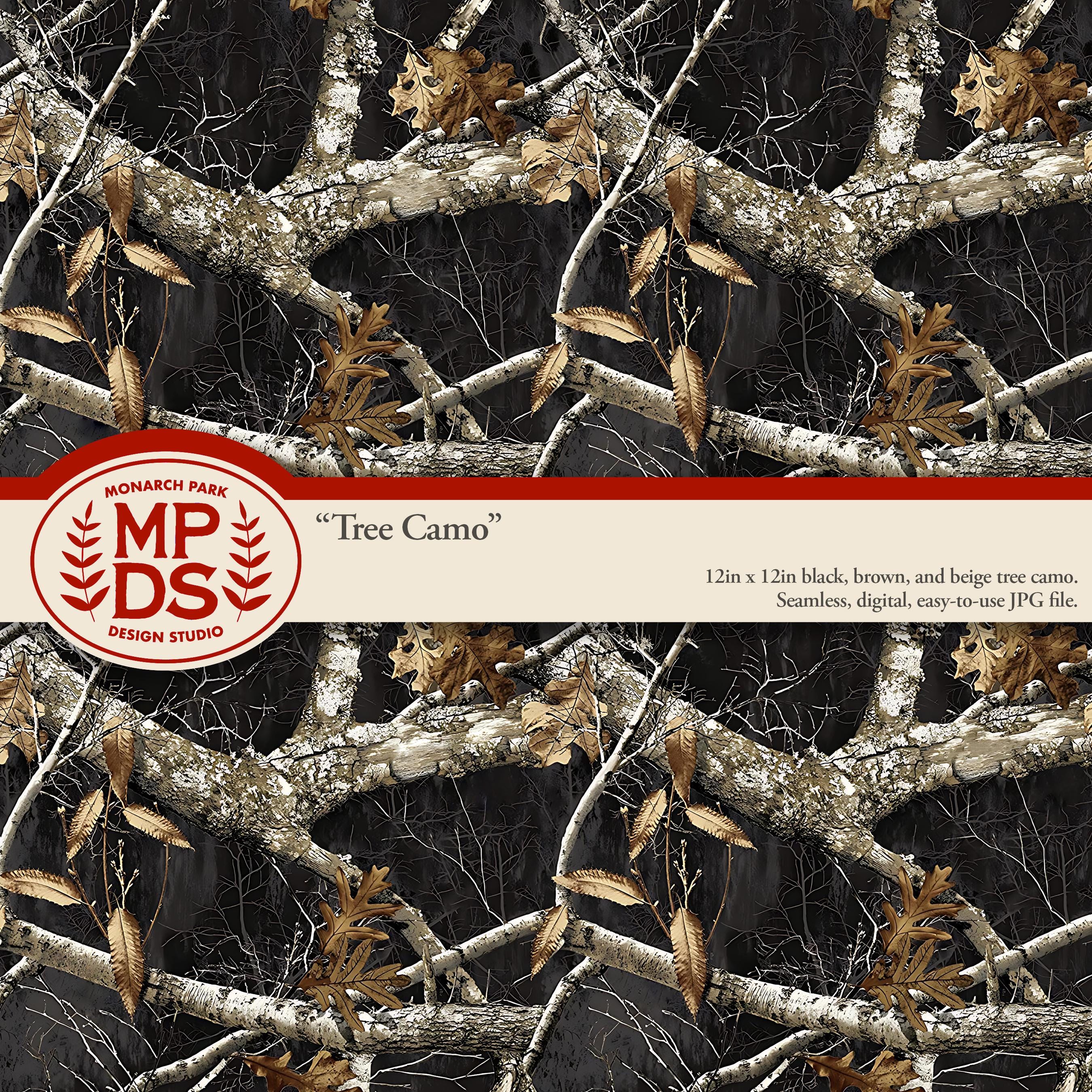 Realistic Tree Camo Seamless Pattern, 12x12 Digital Nature Camouflage ...