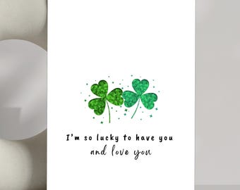 So Lucky to Have You Shamrock Love and St. Patrick's Day Card - Etsy