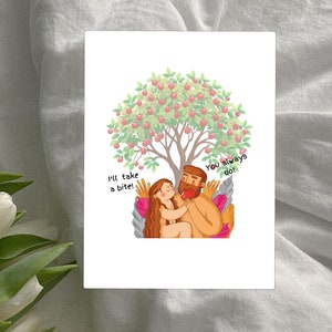 Adam & Eve First Apple Bite Card Funny Anniversary Card Silly Valentine ...