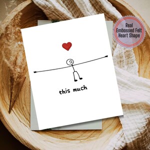 I Love You This Much Card | Red Embossed Heart Card | Funny Anniversary ...