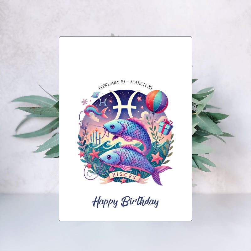 Pisces Watercolor Design - Etsy