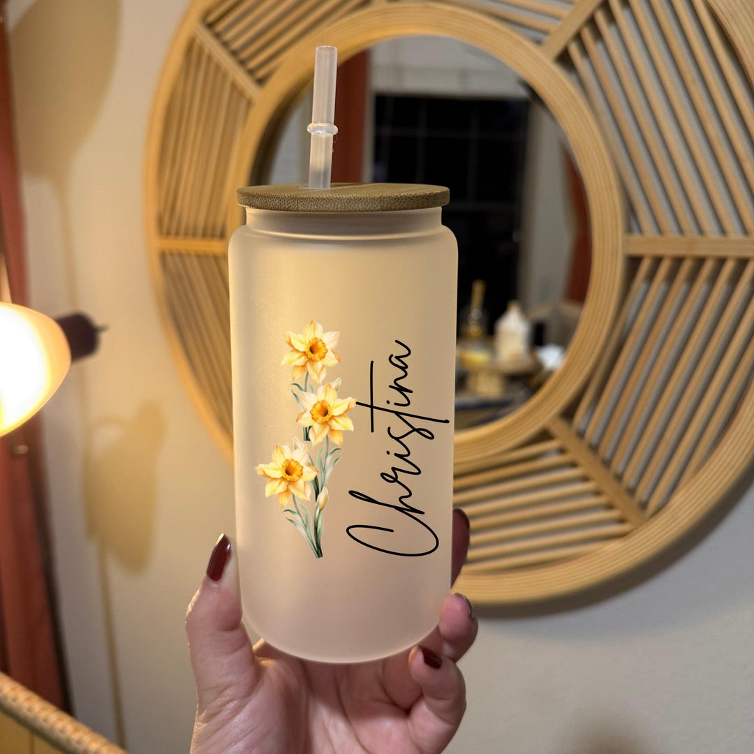 Birth Month Flower Tumbler Gift Birth Flower Personalized Tumblr Glass ...