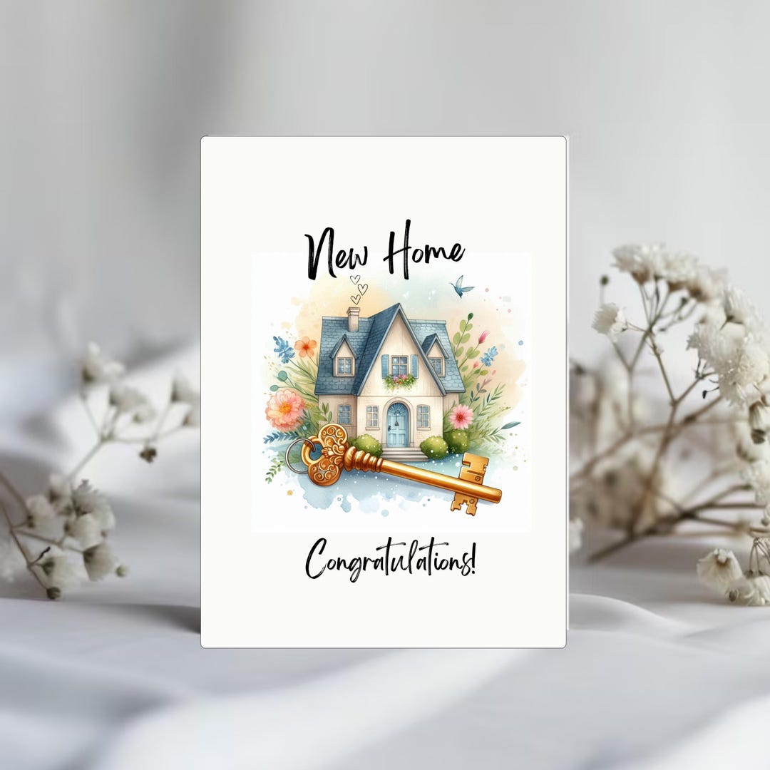 New Home Card | Housewarming Card | First Home Card | Watercolor ...