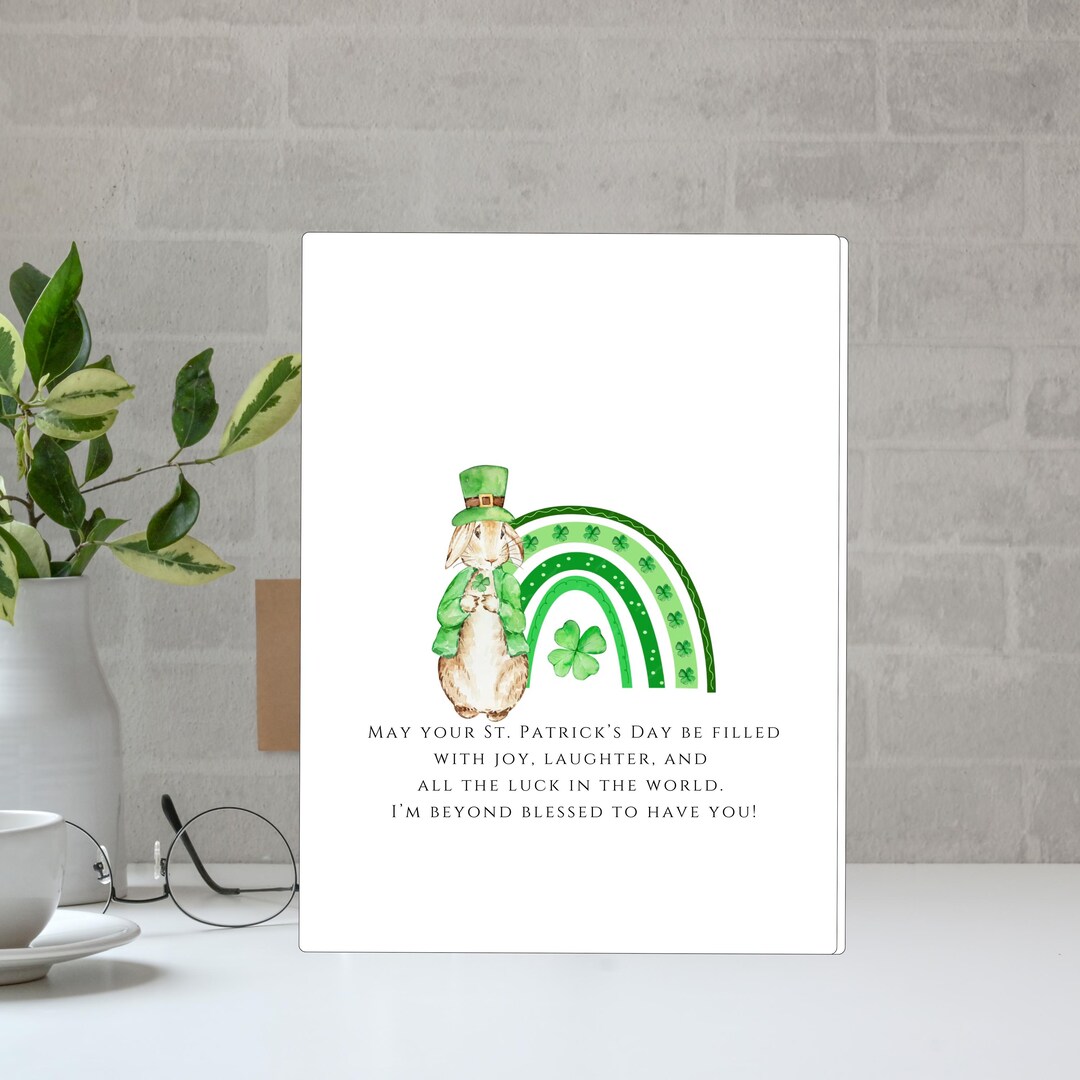 St. Patrick's Day Watercolor Critter Card | Shamrock Blessing - Etsy