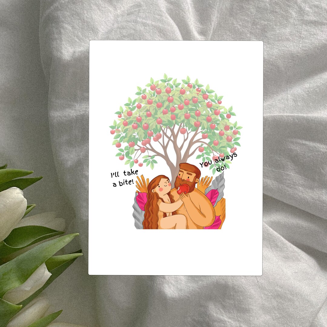 Adam & Eve First Apple Bite Card | Funny Anniversary Card | Silly ...