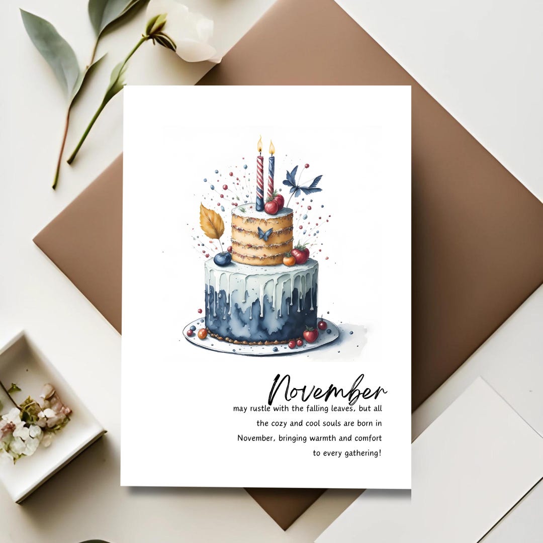 Month Birthday Card Funny Birthday Card Cool People Card November ...