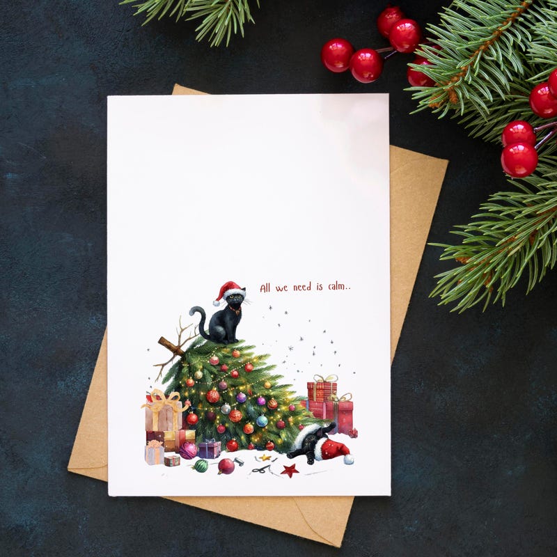 Cat Christmas Cards - Etsy