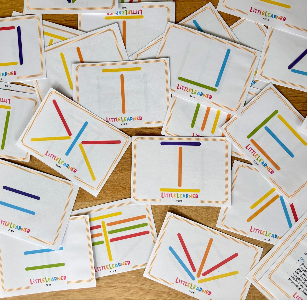 Popsicle Stick Activity Cards With Shapes and Patterns. Children Aged 3 ...