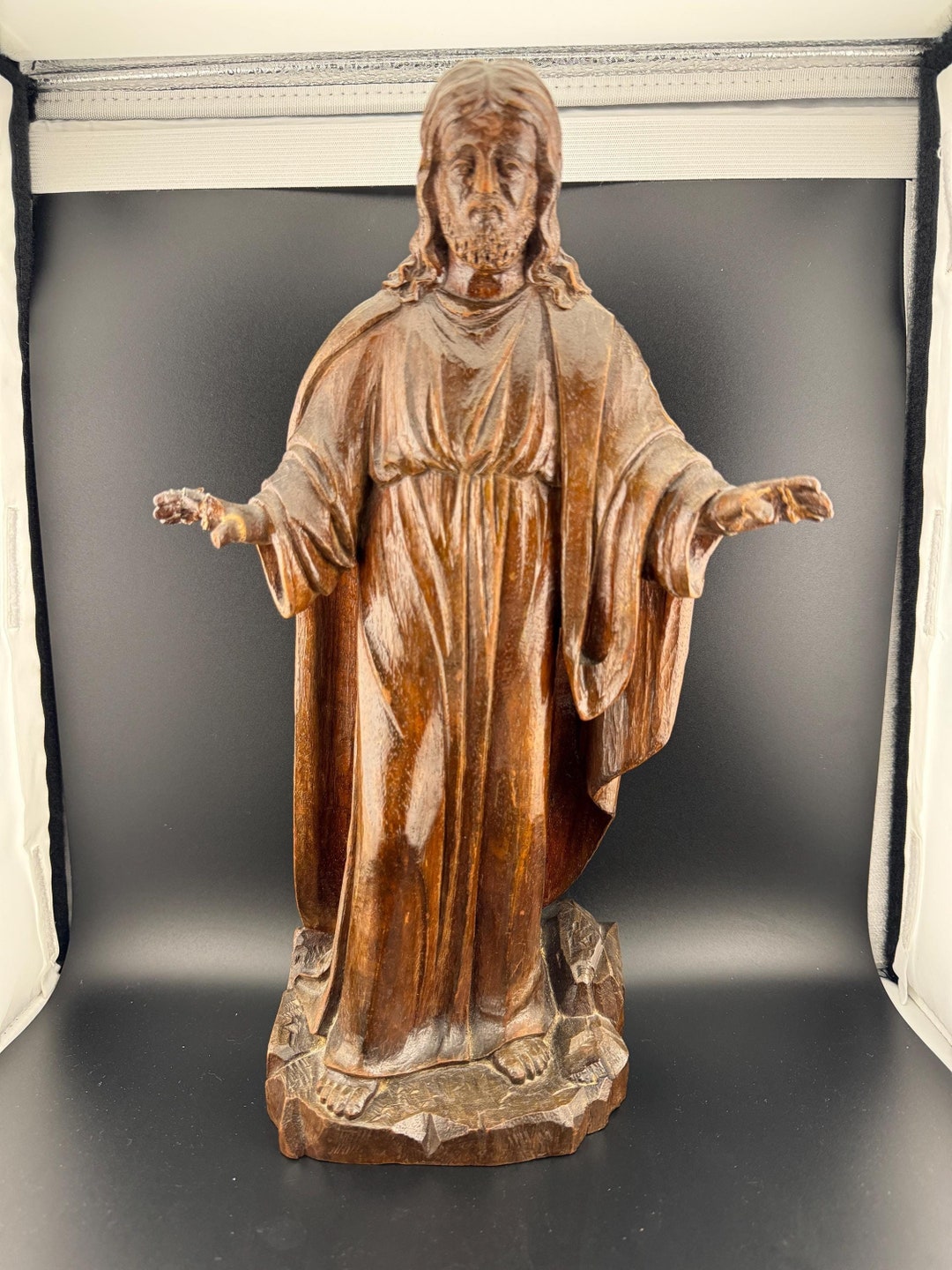 Antique German Carved Wood Jesus Statue - Etsy