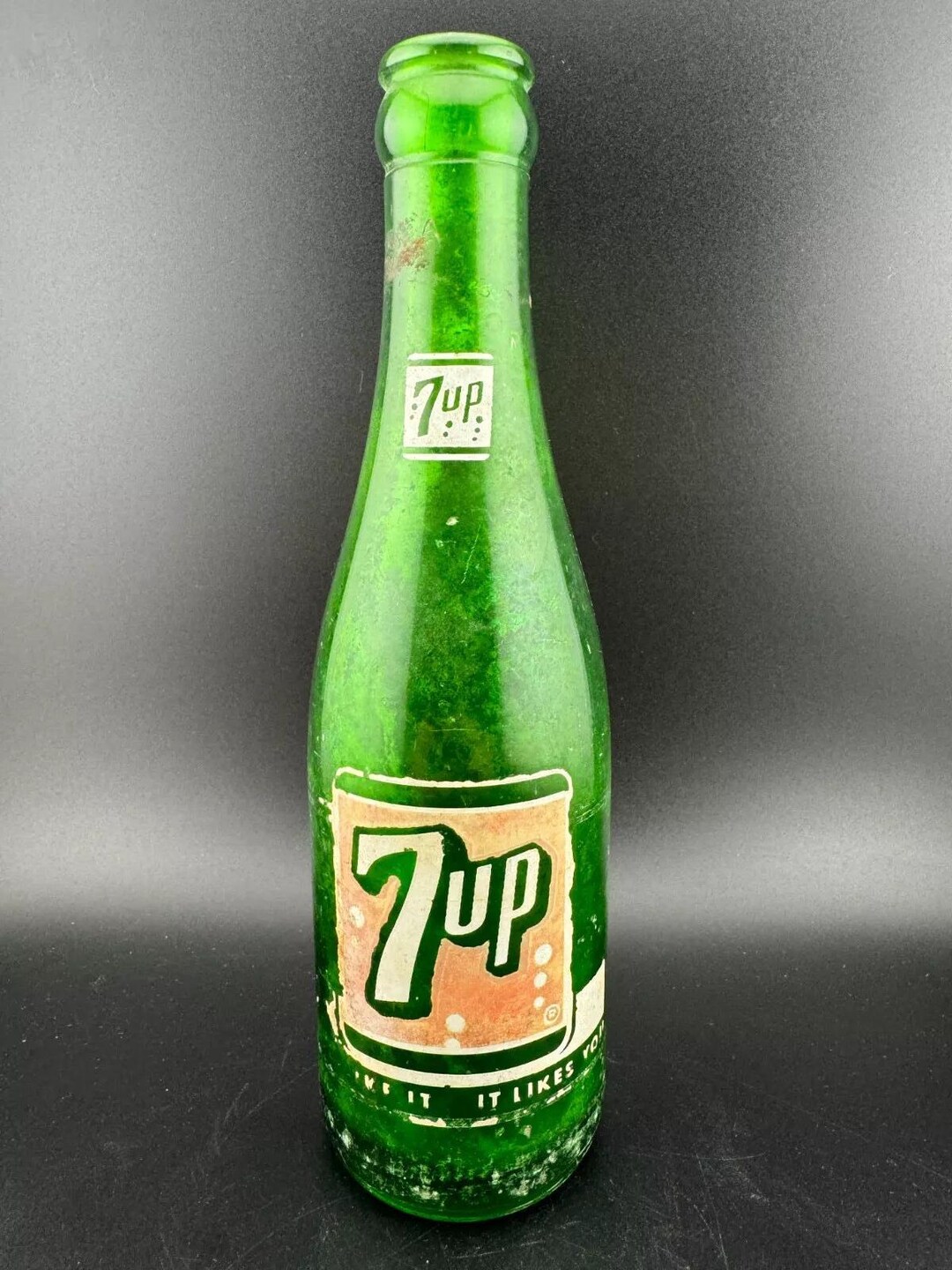 Vintage Green Glass 7 Oz 7UP Pop Bottle - Etsy UK