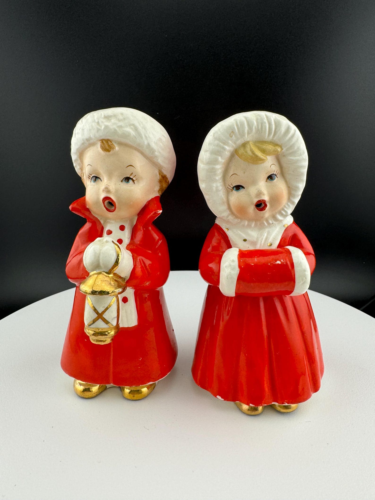 Vintage Pair of Open-mouthed Caroler Figurines - Etsy