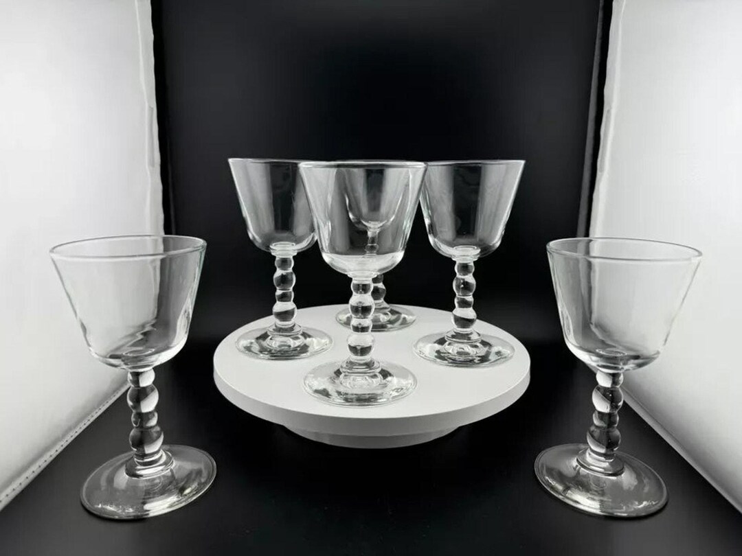 Vintage Knobbed Beaded Stem Stemware Sherry Glasses - Set of 6 - Etsy