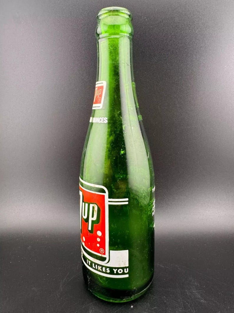 Vintage Green Glass 7 Oz 7UP Pop Bottle - Etsy