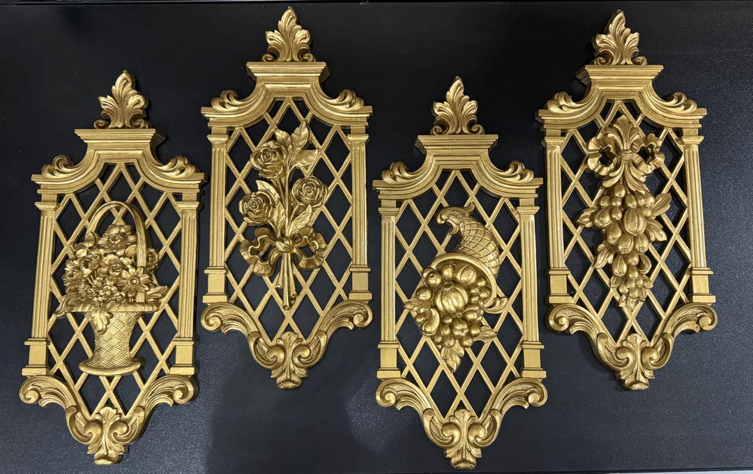 1970's Vintage Syroco Inc. Four Seasons Hollywood Regency Wall Hangings ...