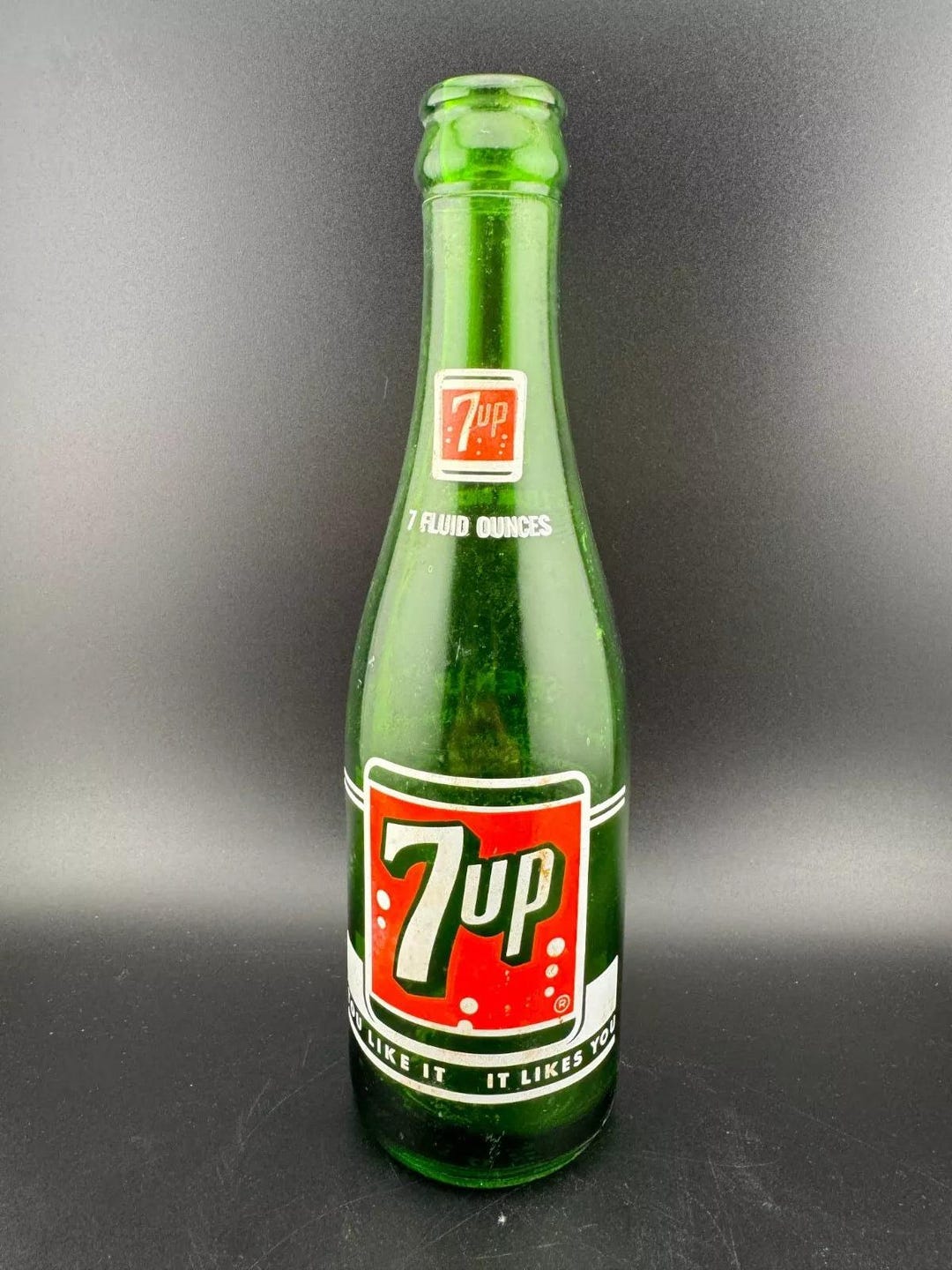 Vintage Green Glass 7 Oz 7UP Pop Bottle - Etsy