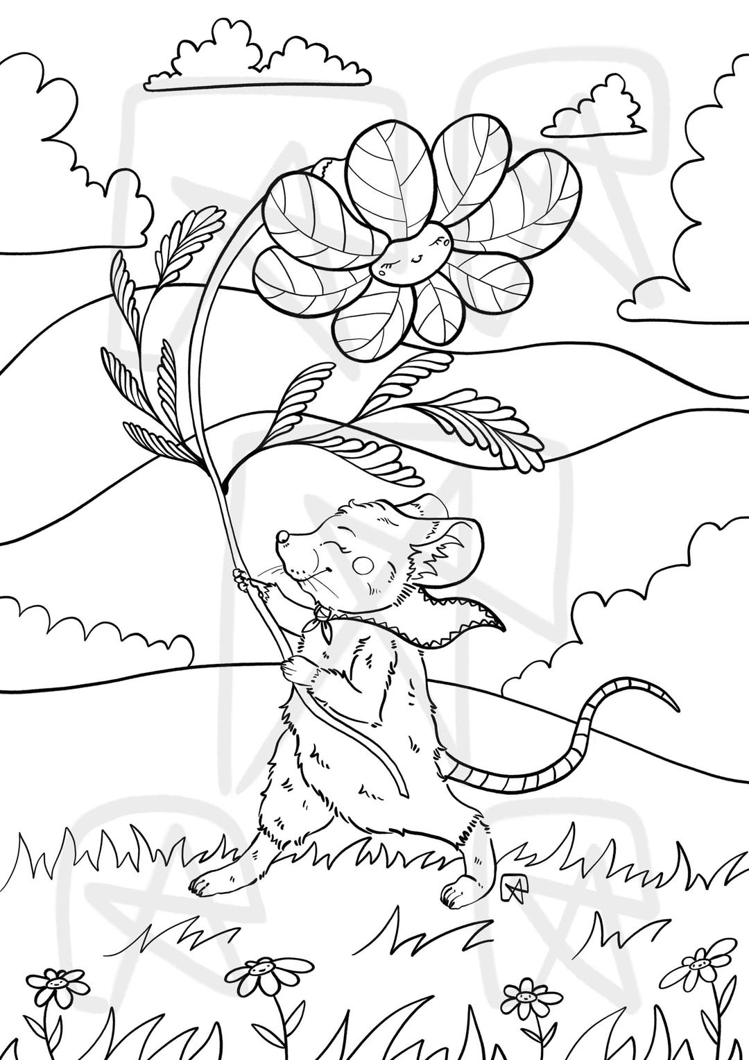 Printable Coloring Page "mouse" - Etsy