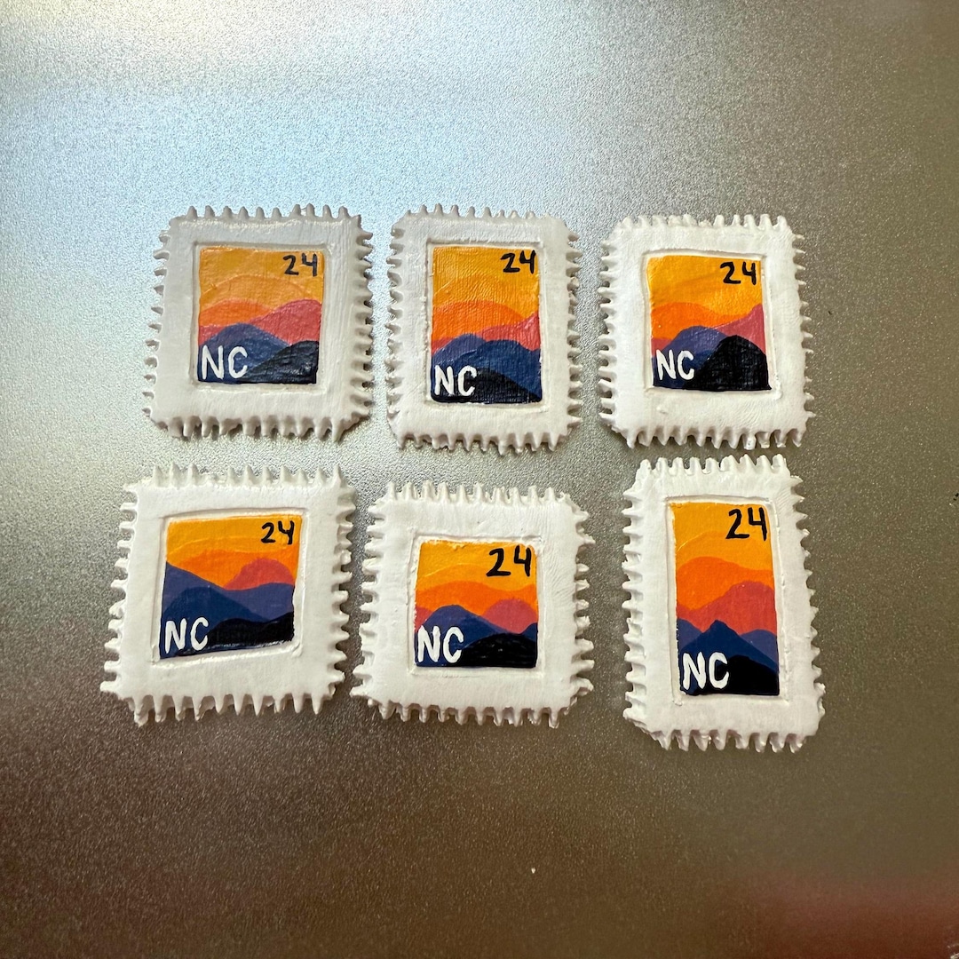 Handmade Postage Stamp Magnet of NC Blue Ridge Mountains ...