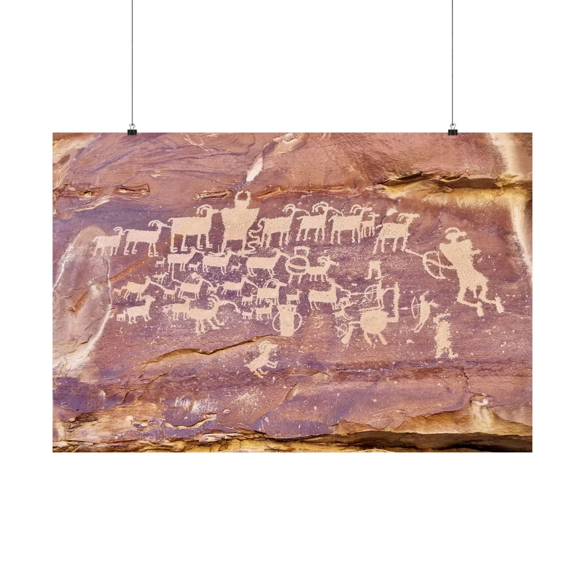 Petroglyphs Matte Posters, Nine Mile Canyon Wall Art, Hunter Panel ...