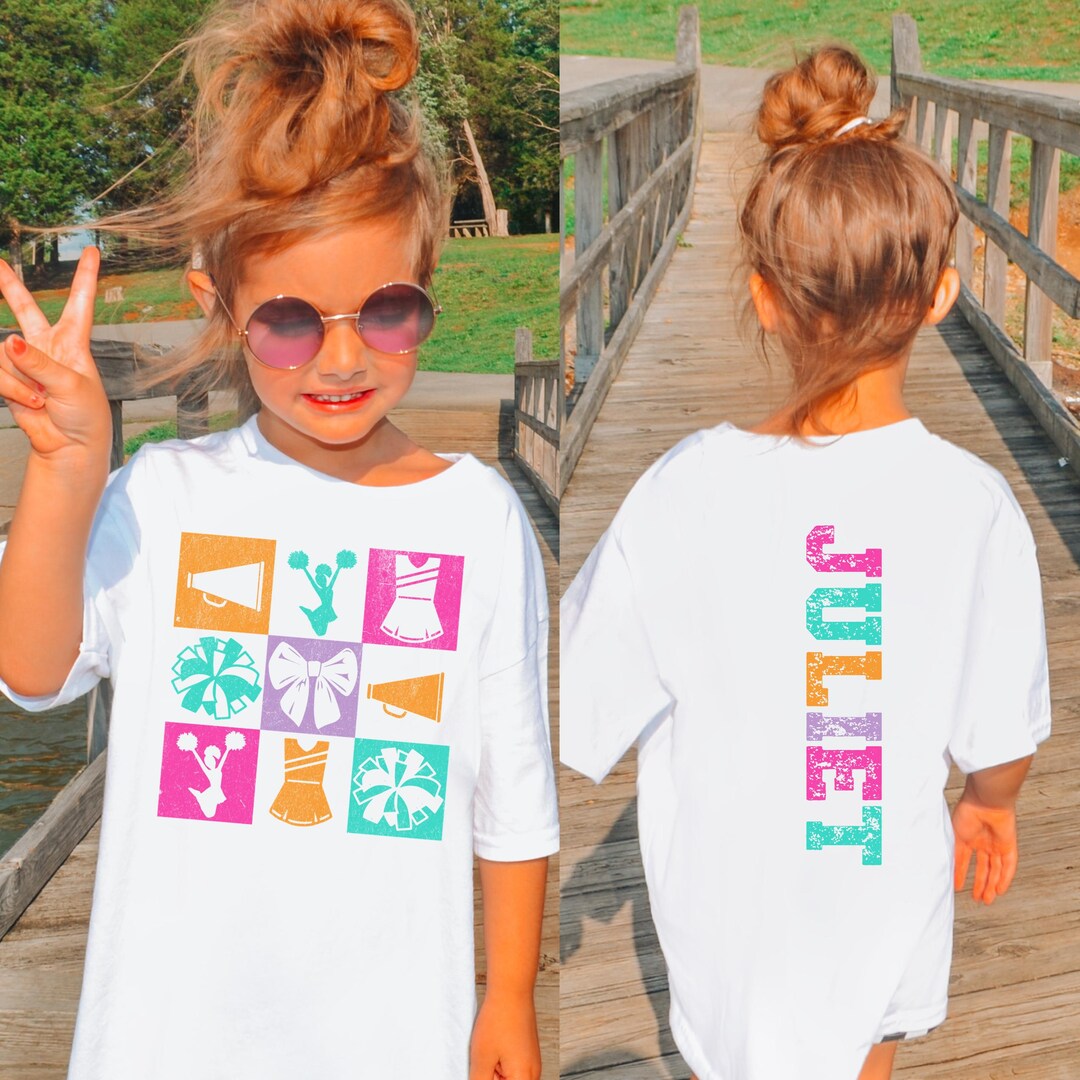 Youth Cheer Shirt, Custom Name, Girls Cheerleader Tee, Game Day Spirit ...