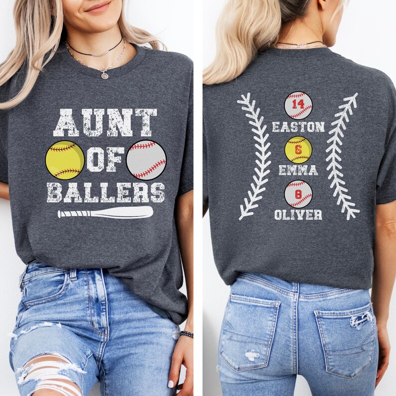 Custom Baseball Softball Aunt Shirt, Personalized Sports Aunt, Baseball ...