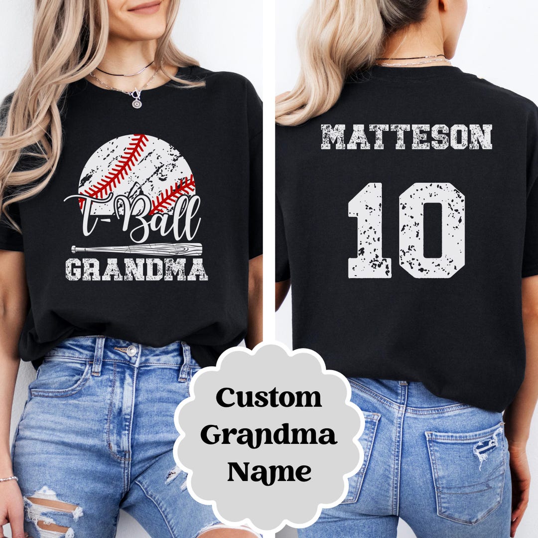 Custom T-ball Grandma Shirt, Personalized Name and Number, Tee Ball ...