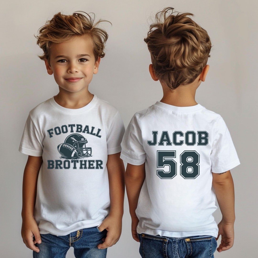 Custom Football Brother Shirt, Front and Back, Little Kid Football ...