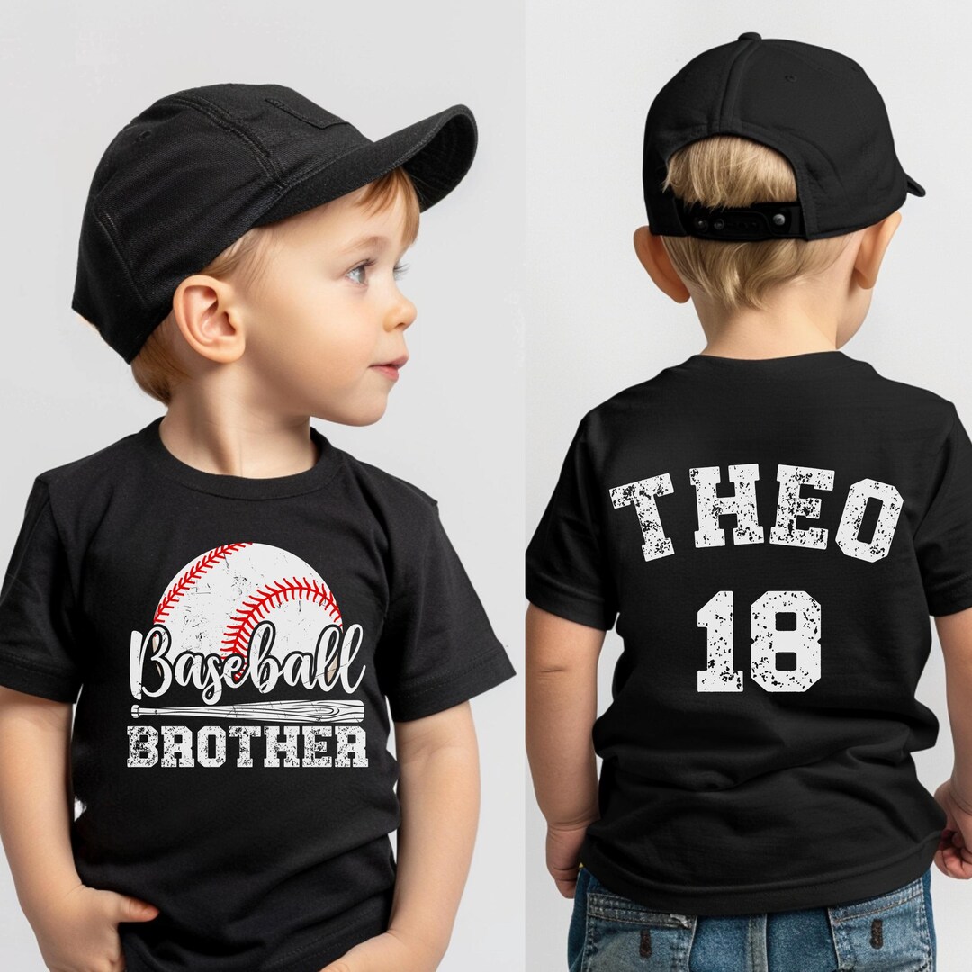 Custom Baseball Brother Shirt, Front and Back, Little Kid Baseball ...