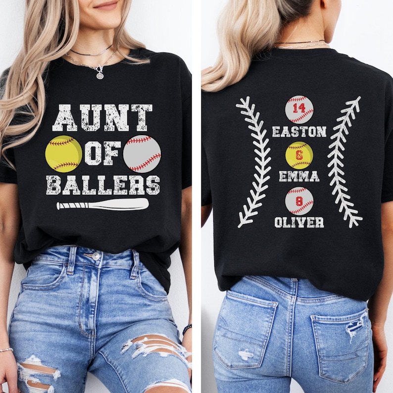 Custom Baseball Softball Aunt Shirt, Personalized Sports Aunt, Baseball ...