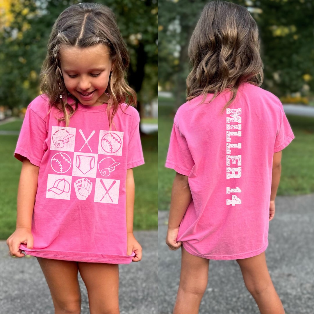 Custom Girls Softball Tee, Youth Comfort Colors Shirt, Personalized ...