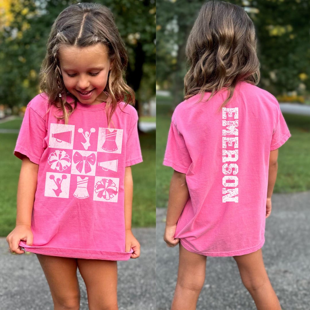 Custom Youth Cheerleader Tee, Girls Cheer Shirt, Game Day Spirit Shirt ...