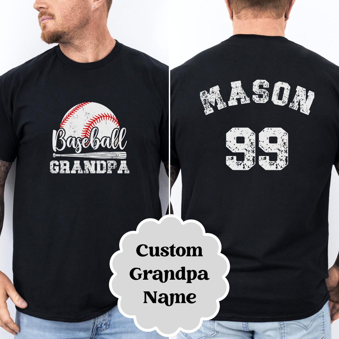 Custom Baseball Grandpa Shirt, Front and Back, Grampy Baseball Shirt ...