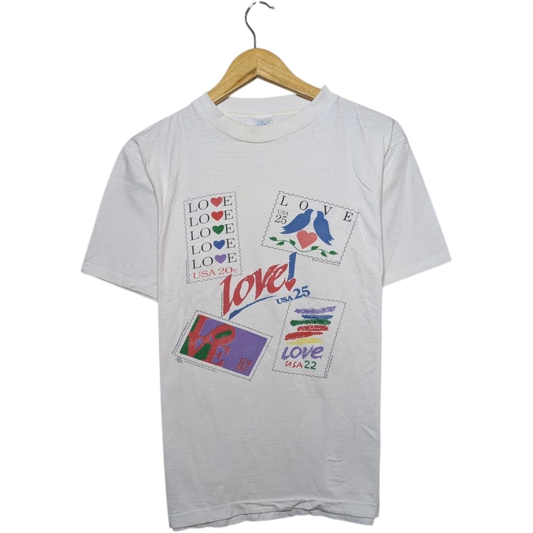 Vintage 1988 USPS White Promo T-shirt Stamp Love! Graphic Tagged Large ...