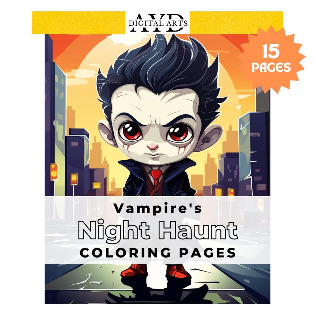 Vampire's Night Haunt Coloring Pages, Cute Vampire Coloring Book ...
