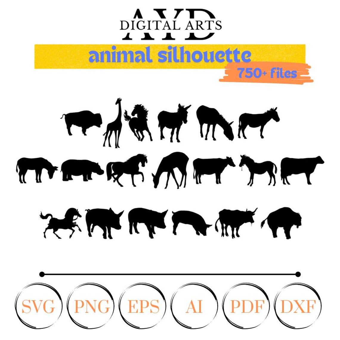 Animals Bundle Svg, Animals Cricut, Animals Clipart, Animal Silhouette ...