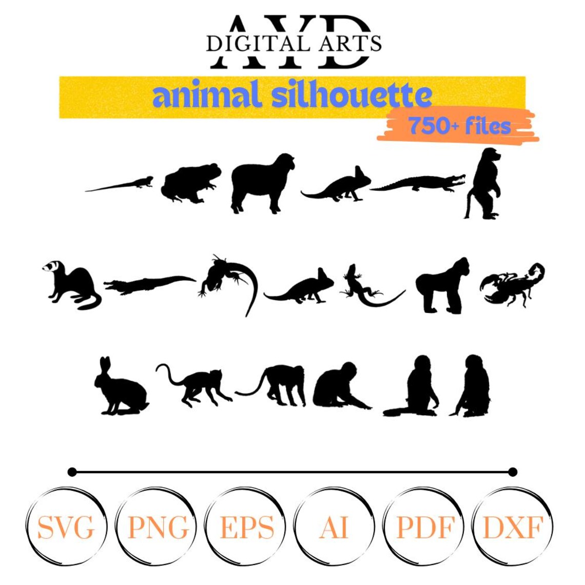 Animals Bundle Svg, Animals Cricut, Animals Clipart, Animal Silhouette ...
