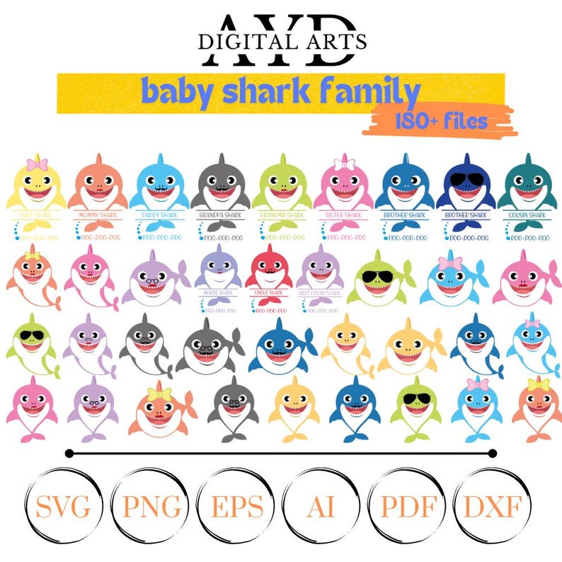 Baby Shark Family Svg, Shark Bundle, Shark Family Png, Family Svg ...
