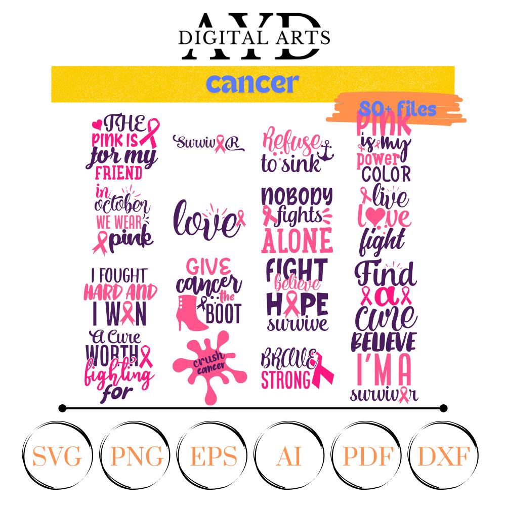 Cancer Svg Bundle, Cancer Fighters, Breast Cancer SVG Bundle, Cancer ...