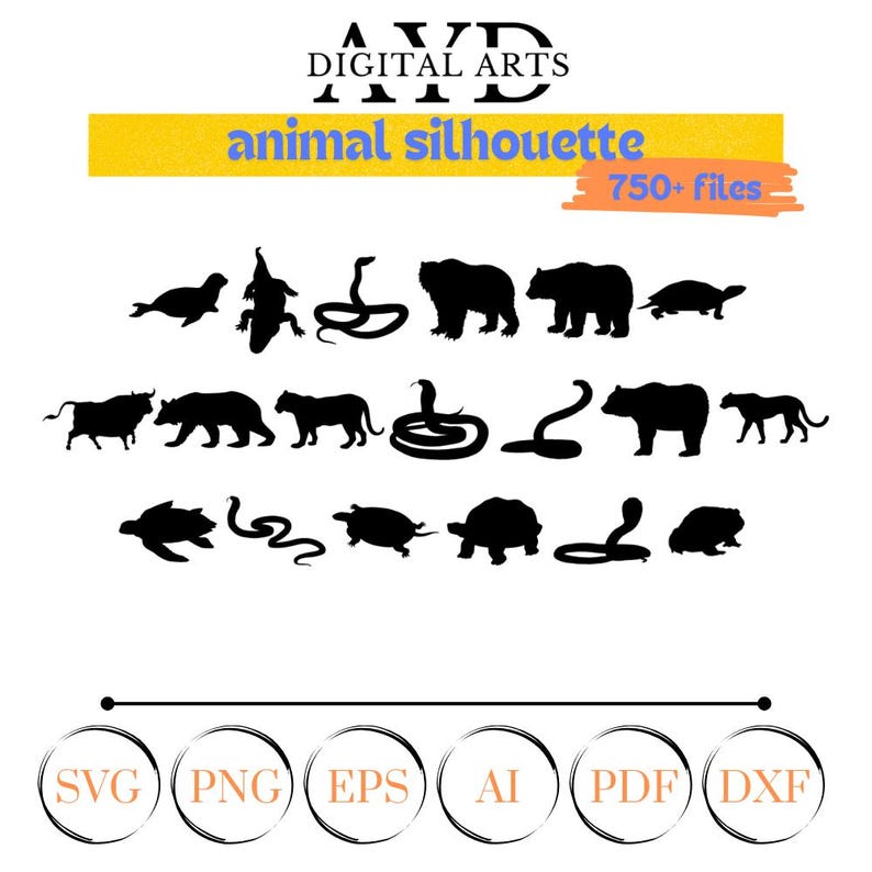 Animals Bundle Svg, Animals Cricut, Animals Clipart, Animal Silhouette ...