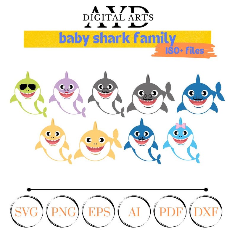 Baby Shark Family Svg, Shark Bundle, Shark Family Png, Family Svg ...