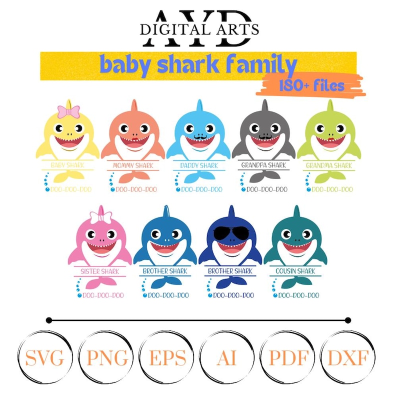 Baby Shark Family Svg, Shark Bundle, Shark Family Png, Family Svg ...