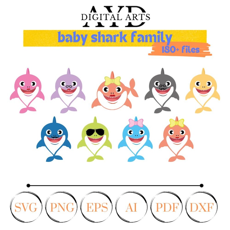Baby Shark Family Svg, Shark Bundle, Shark Family Png, Family Svg ...