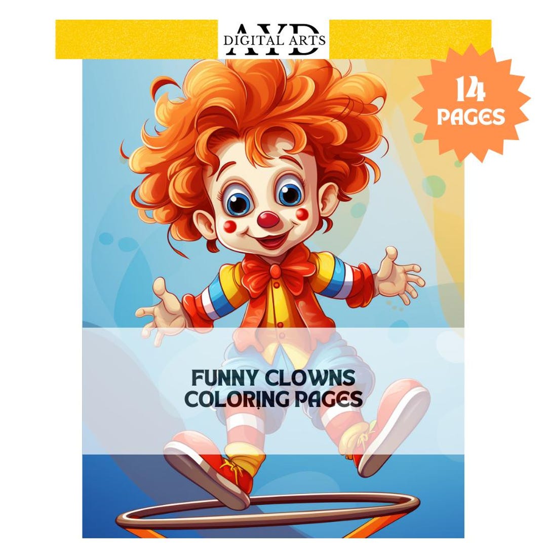 Funny Clowns Coloring Pages, Clown Coloring Book, Funny Clowns, Party ...