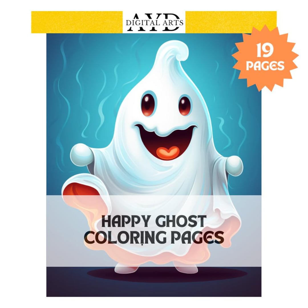 Happy Ghost Coloring Pages, Ghost Coloring Book, Cute Ghost for ...