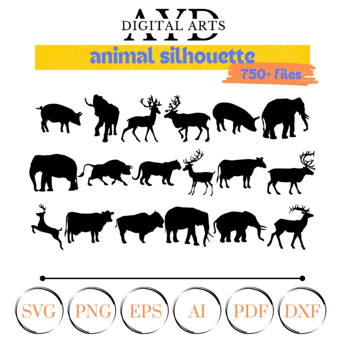 Animals Bundle Svg, Animals Cricut, Animals Clipart, Animal Silhouette ...