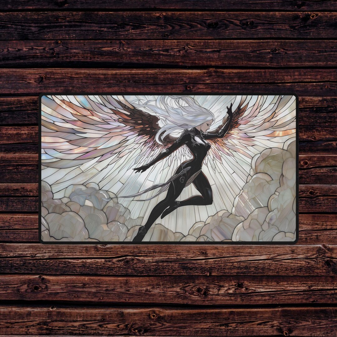 The Mana Market: Stained Glass Light Angel Playmat - Etsy