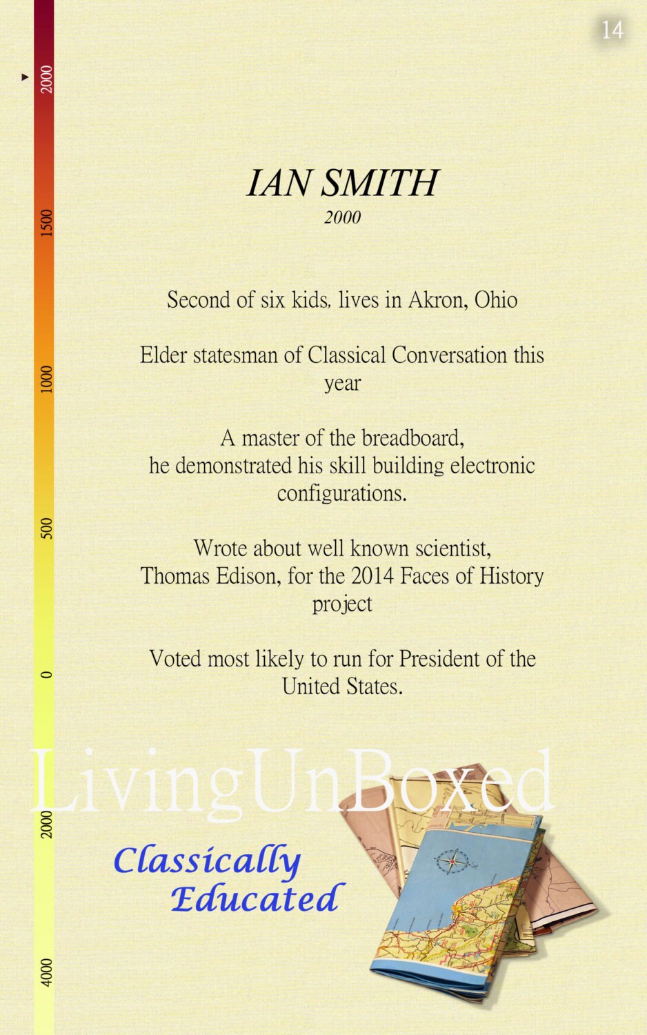 One PERSONALIZED Student Timeline Card 8"x5" for Classical ...