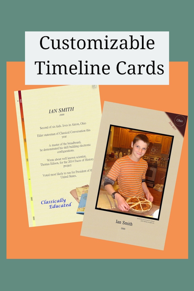 CANVA CLASSROOM Personalized Timeline Card TEMPLATE for Classical ...